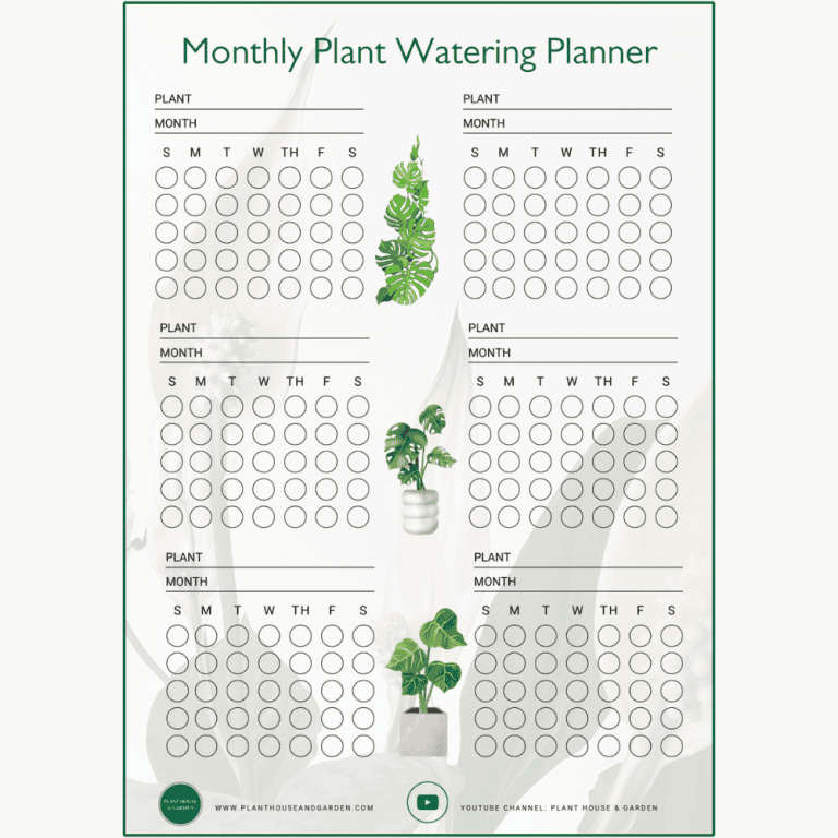 Monthly Plant Watering Planner - Undated Printable PDF (A4)